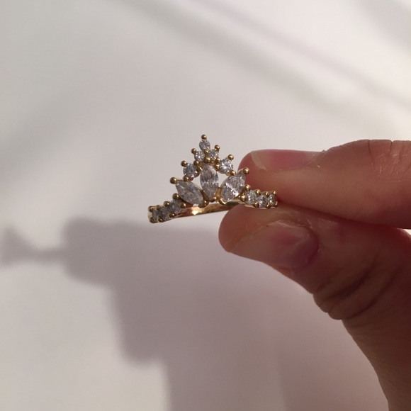 Vanessa Mooney | Jewelry | Vanessa Mooney Gold Dainty C Shaped Crown Cz ...